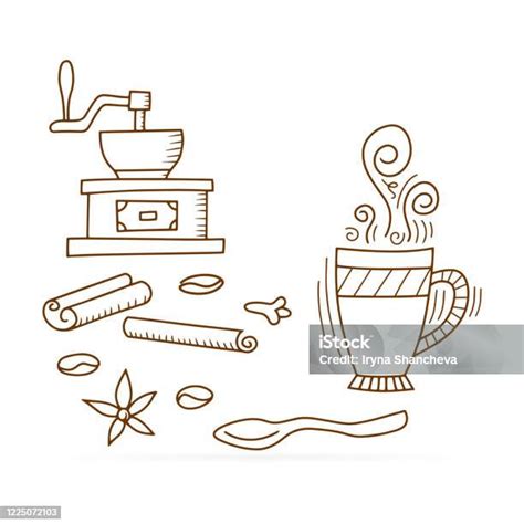 낙서 커피 세트 아이콘흰색에 고립 커피 컵 핸드 드로잉 라인 아트 향기로운 커피컵 스케치 벡터 스톡 일러스트 0명에 대한 스톡 벡터 아트 및 기타 이미지 Istock