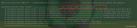 Eureka Server Startup Error Cannot Execute Request On Any Known Server