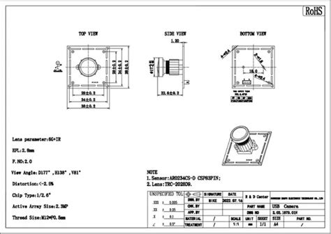 2 3mp Global Shutter Camera Module Ar0234 Color Cmos Sensor 177 Degree Fov Wide View Usb Ff