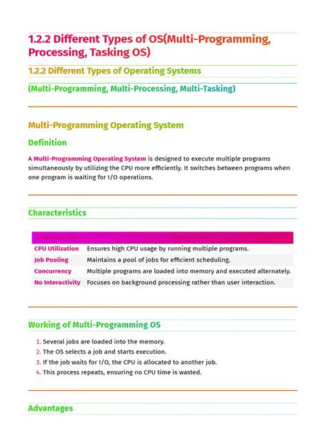 122 Different Types Of Os Multi Programming Processing Tasking Os Pdf Process