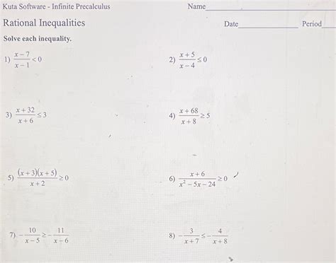 Solved Kuta Software ﻿infinite Precalculusnamerational