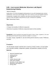 Molecular Structure Lab ChelseaSpires Docx Live Lesson Molecular Structure Lab