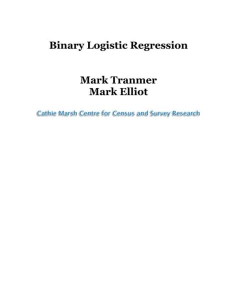 binary logistic regression exercise pdf