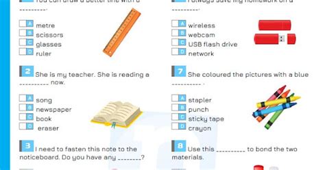 School Objects Multiple Choice Test Elt Els