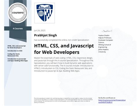 Webdevelopment Frontend Html Css Javascript Ajax Coursera