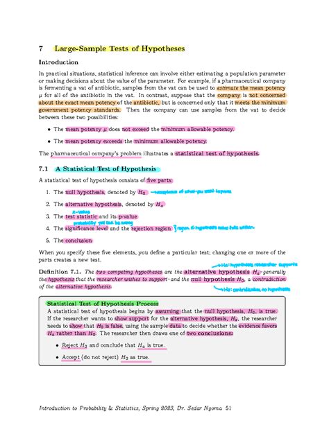Lecture Note 2 Large Sample Tests Of Hypothesis 7 Large Sample
