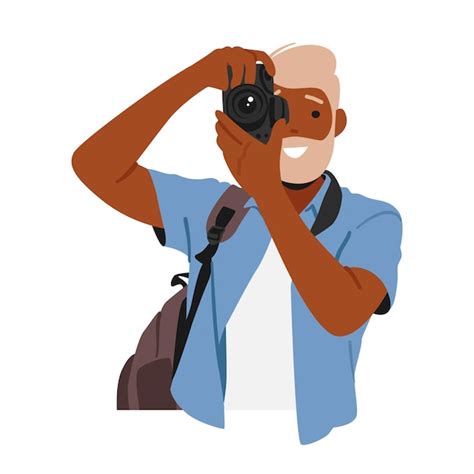 Premium Vector Mature Man Character Capturing Moments With Camera