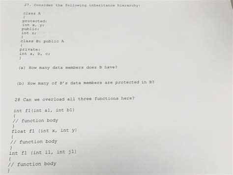 Solved Consider The Following Inheritance Hierarchy How