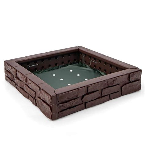 Costway 3 92 Ft W X 3 92 Ft L HDPE Square Sandbox With Cover In Brown