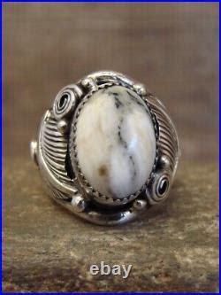 Navajo Sterling Silver And White Buffalo Turquoise Ring By Morgan Size 9