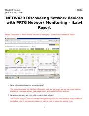 NETW Week DISC NETW W PRTG NETK MONITR Lab Report Take A Screenshot From Your Lab As Shown