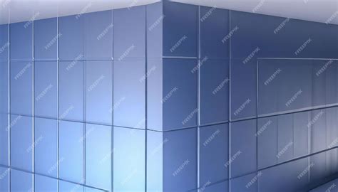 Premium Photo 3d Blue Gradient Extruded Blocks Enhance Corporate Wall With Roof Modern Cube