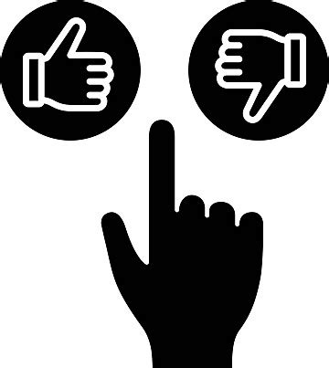 Like And Dislike Buttons Click Glyph Icon Approve Sign Pointer Vector