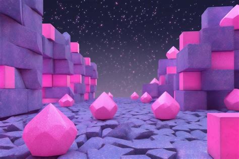Premium Photo Abstract Background With Pink Cubes And Starry Sky