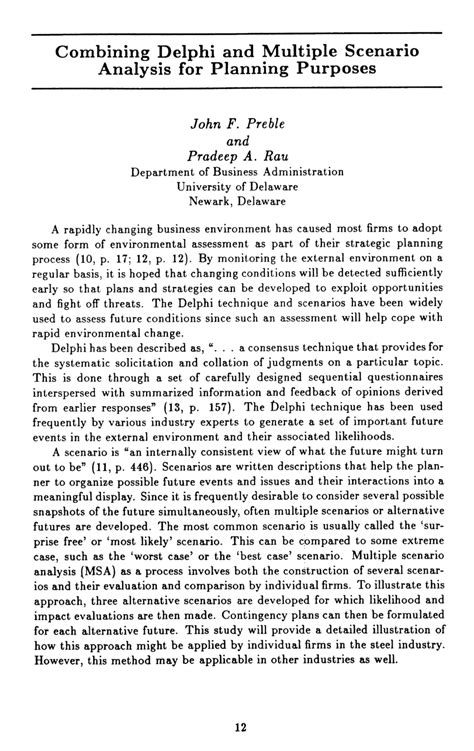 Pdf Combining Delphi And Multiple Scenario Analysis For Planning Purposes