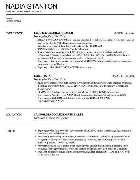 Sap Crm Resume Samples Velvet Jobs