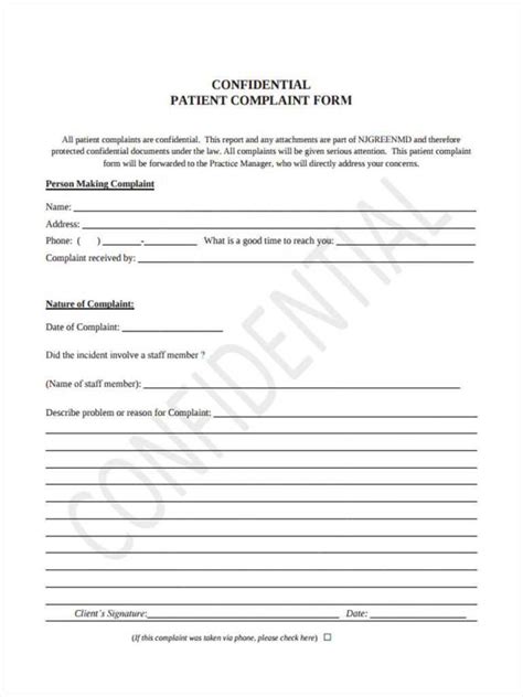 12 Patient Complaint Form Samples Free Sample Example Inside Patient