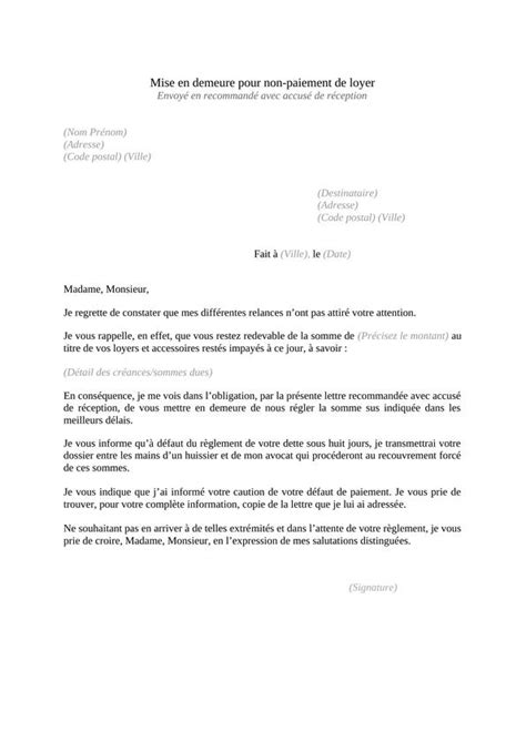 Mise En Demeure Loyer Impayé Modèle Gratuit à Télécharger 2023