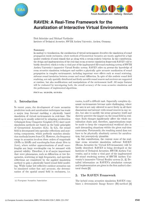 Raven A Real Time Framework For The Auralization Of Interactive