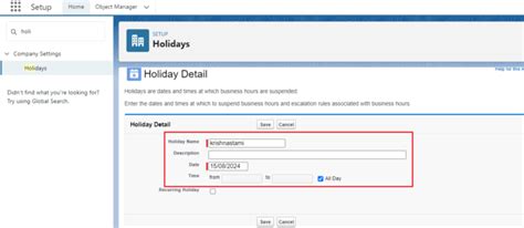 How To Setup Holidays In Salesforce ForceLearn
