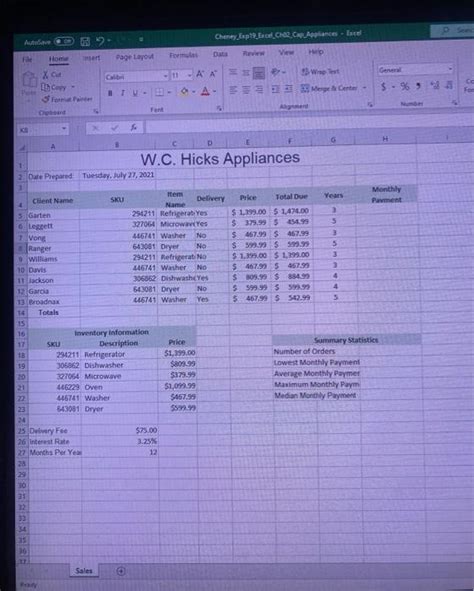 Solved Insert The Function In Cell HS To Calculate The Chegg Com