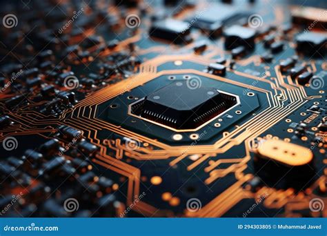 Displaying Intricate Details Of Circuit Board Circuits And Components Stock Illustration
