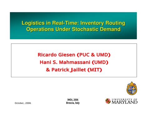 Pdf Logistics In Real Time Inventory Routing Operations Under Stochastic Demand
