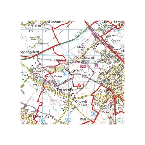 Luton Lu Postcode Wall Map Stanfords