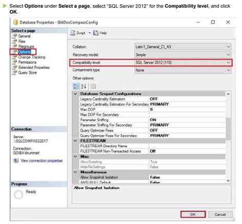 compass 使用sql server 2016 以2012兼容模式 版本的数据库 iba dosimetry service