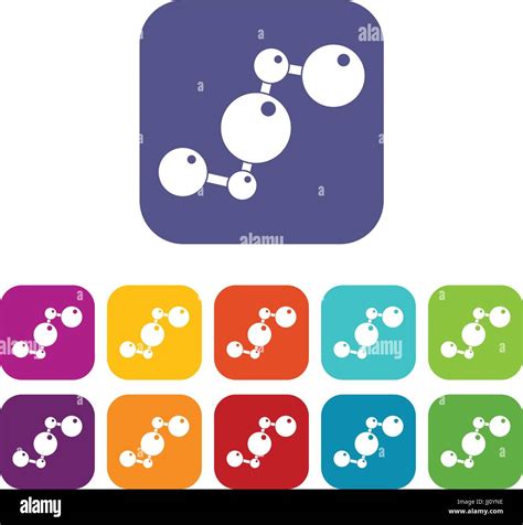 Chemical And Physical Molecules Icons Set Flat Stock Vector Image And Art Alamy