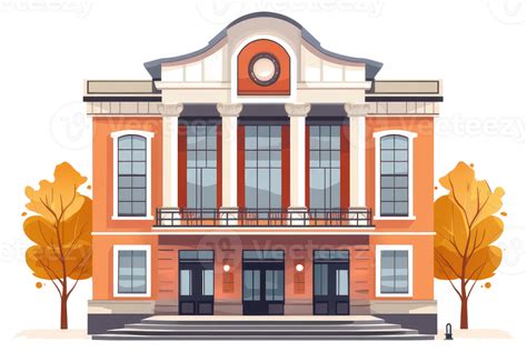 A Classical Building With Columns And Trees In Autumn Colors 57766759 Png