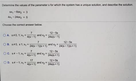 Solved Determine The Values Of The Parameter S For Which The Chegg