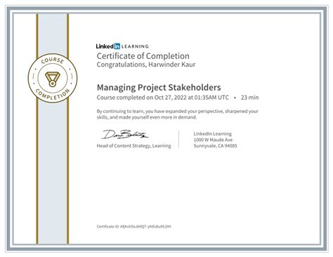 Harwinder Kaur On Linkedin Certificate Of Completion