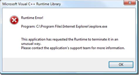 Words Of Wisdom From The Elder Blog Archive Internet Explorer Visual C Runtime Error