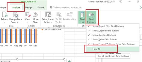 Ms Excel Tutorials Howto Hide Field Buttons In Pivot Chart