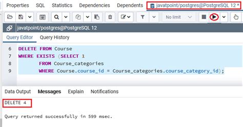 postgresql exists condition javatpoint
