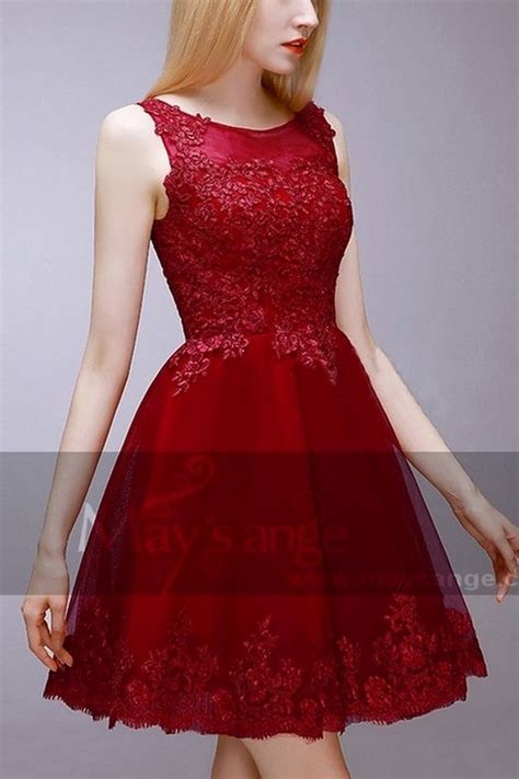 Embroidered Red Cocktail Dress