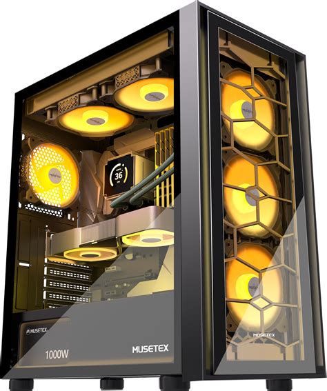 Snapklik Com MUSETEX ATX PC Case PWM ARGB Fans Pre Installed Computer Case