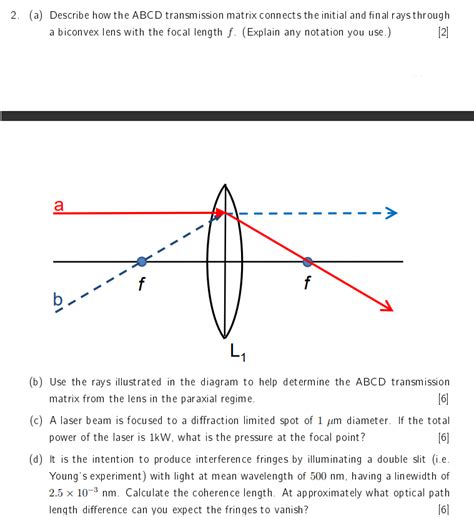Solved 2 A Describe How The Abcd Transmission Matrix