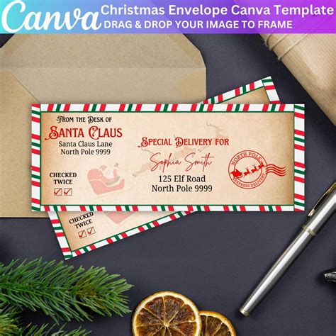 Printable Letter To Santa Envelope Canva Editable Letter To Santa