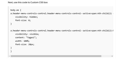 Customise The Dropdown Menu Link That Says Back To Say A Different Word Customize With Code