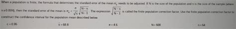 Solved Ien A Population Is Finite The Formula That Chegg Com