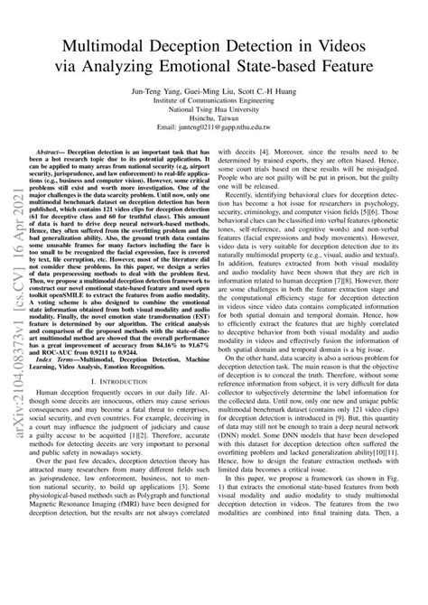 multimodal deception detection in videos via analyzing emotional state based feature deepai