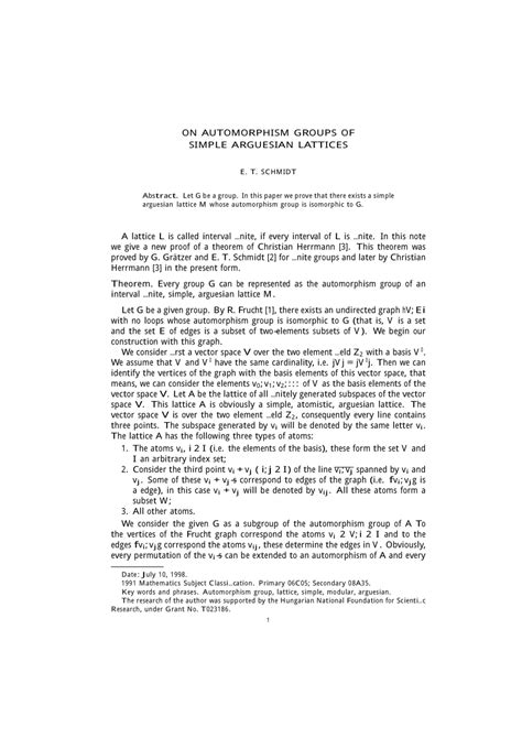 Pdf On Automorphism Groups Of Simple Arguesian Lattices