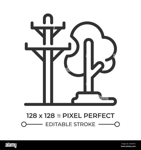 Power Lines And Treeslinear Icon Stock Vector Image Art Alamy