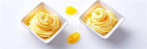 Creamy Golden Butter Swirls In Elegant Bowls Luxurious Swirls Of Creamy