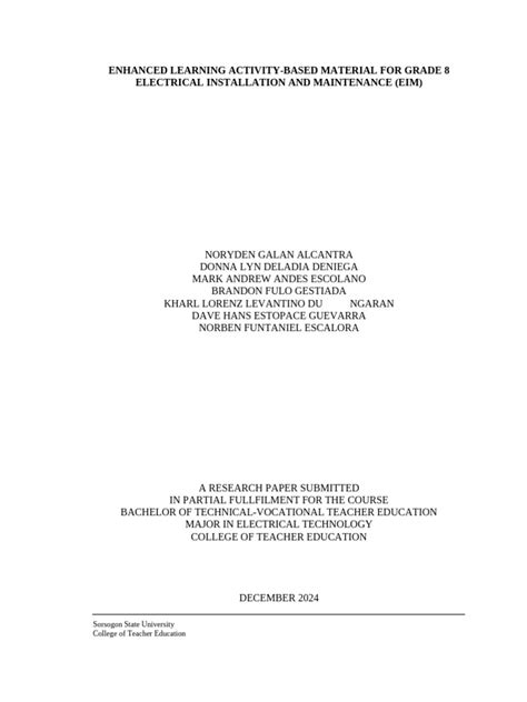 Enhanced Learning Activity Based Material For Grade 8 Eim Imrad Form