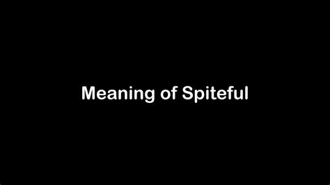 What Is The Meaning Of Spiteful Spiteful Meaning With Example Youtube