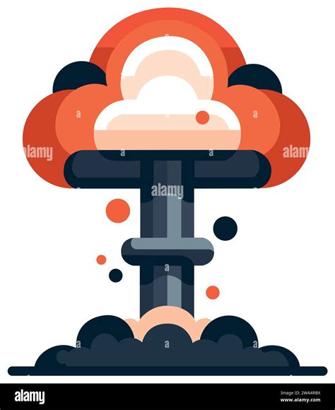 Stylized Nuclear Explosion With Mushroom Cloud In Flat Design Stock