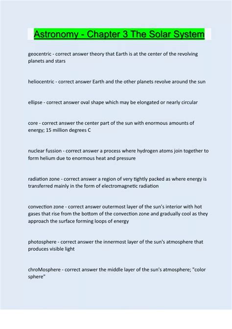 Astronomy Chapter 3 The Solar System Questions And Answers Latest